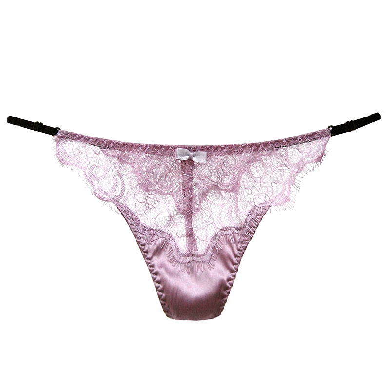 Silk Thong Panty with Pretty Flower Lace [FST09] - $32.99 : Freedomsilk ...